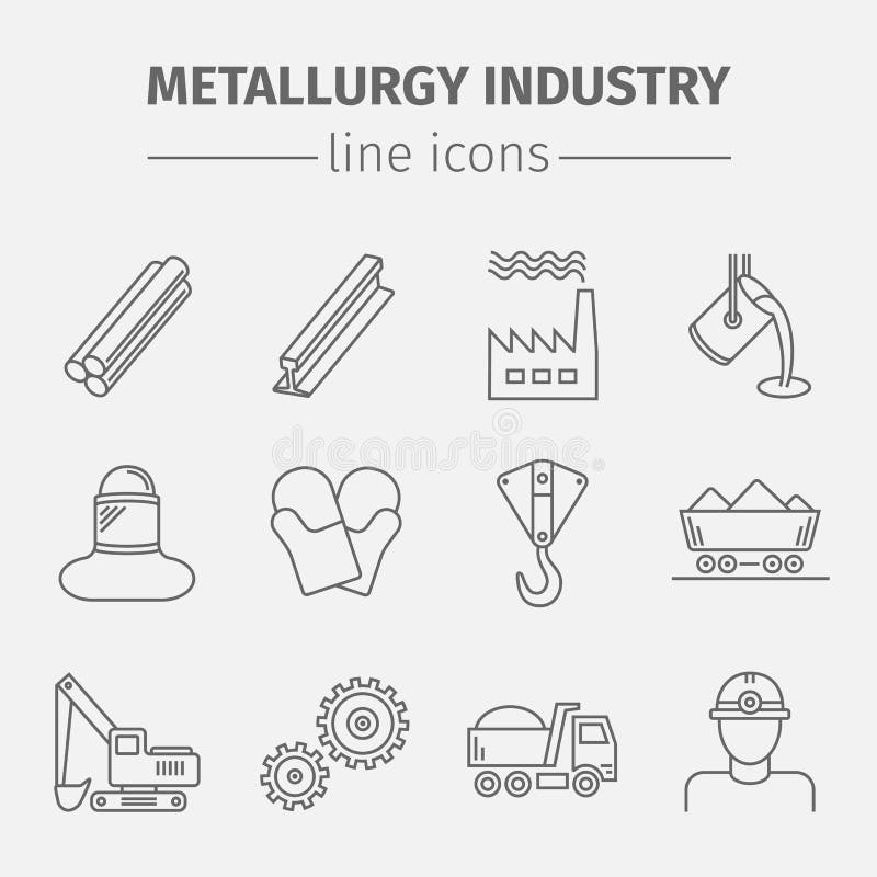 Metallurgy Vector Icons Set Stock Vector - Illustration of base ...