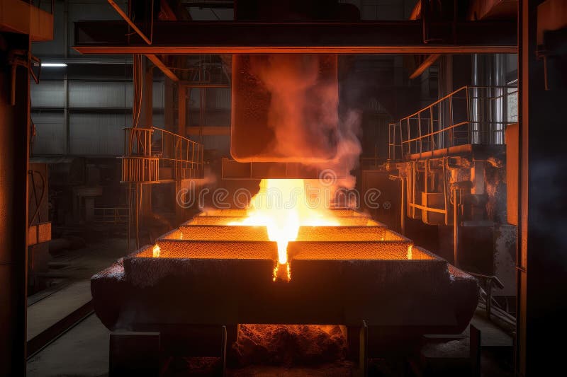 Metals Being Heated in a Furnace for Processing Stock Illustration ...