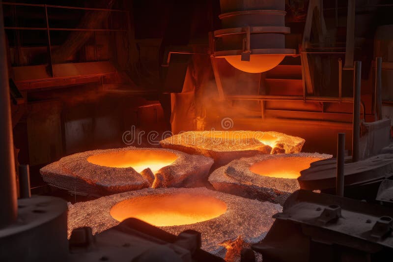 Metals Being Heated in a Furnace for Processing Stock Illustration ...