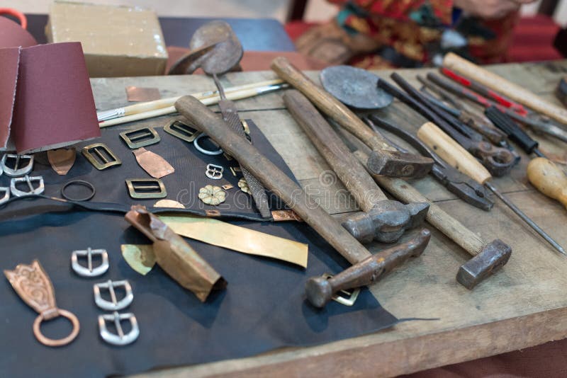 Metalsmith Tools on a Table Stock Photo - Image of collectible ...
