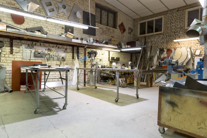 Metalwork Workshop Place with Tools and Tables, Factory Stock Photo ...