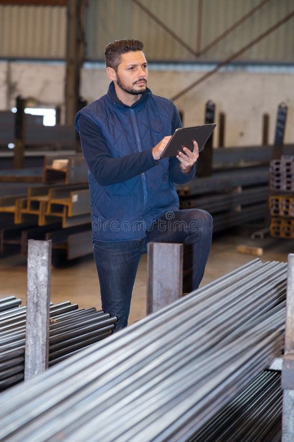 Metalworker Controls Metal Bars in Steel Mill Stock Image - Image of ...