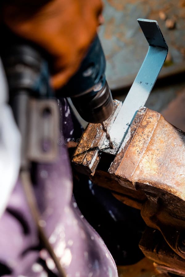 Metalworker Working on a Drilling Machine Stock Image - Image of ...