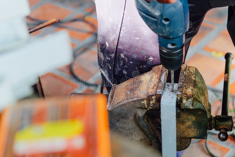 Metalworker Working on a Drilling Machine Stock Photo - Image of ...