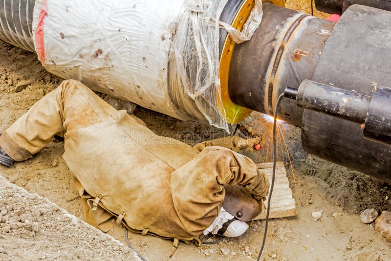 Metalworker Working on a Pipeline Stock Photo - Image of busy, iron ...