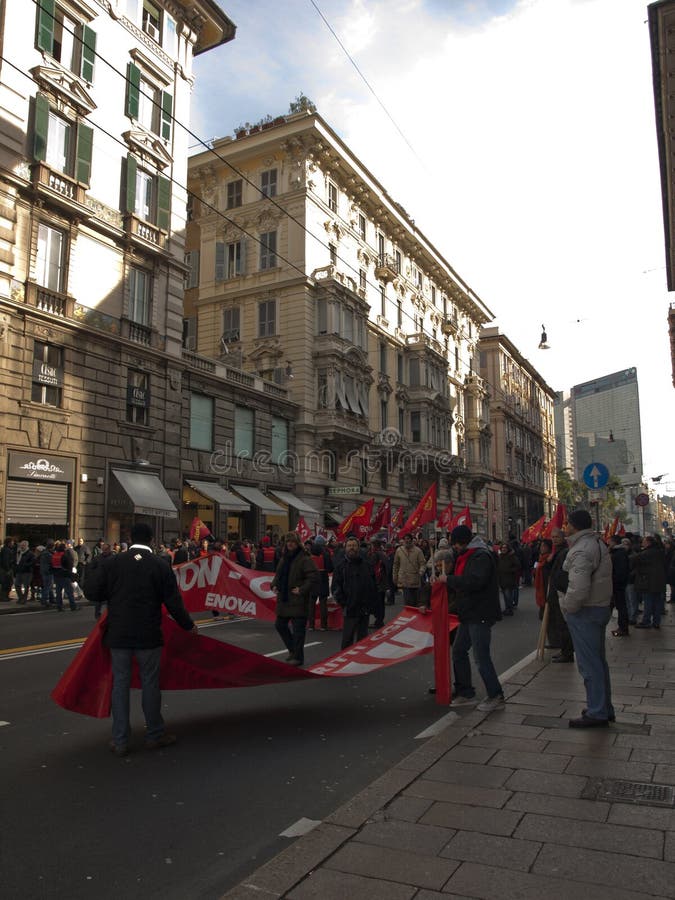 Metalworkers Strike in Genoa Editorial Photo - Image of genova, workers ...
