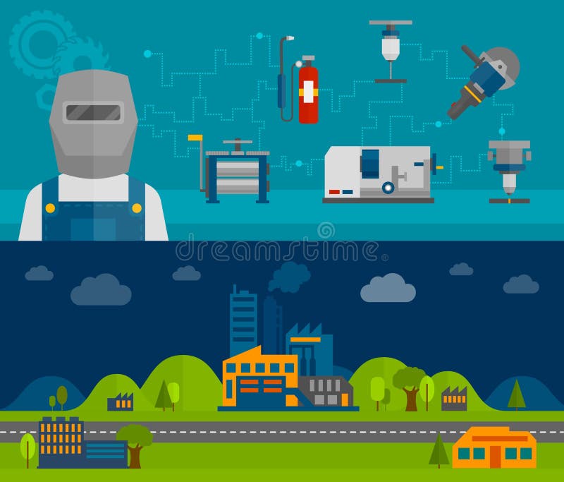 Metalworking Process Isometric Infographic Banners Set Stock Vector ...