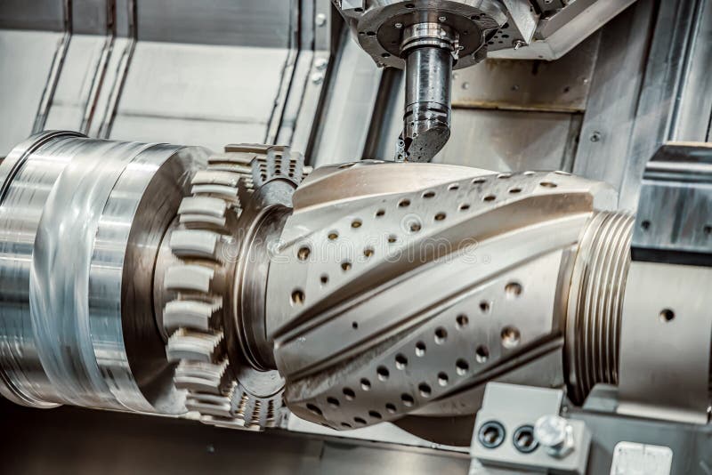 Metalworking CNC Lathe Milling Machine. Cutting Metal Modern Processing ...