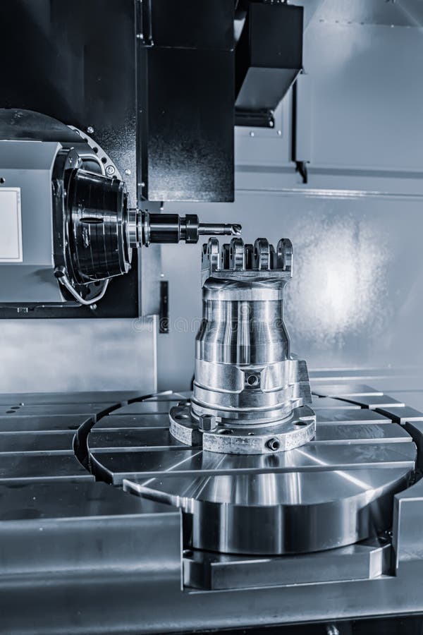 Metalworking CNC Lathe Milling Machine. Cutting Metal Modern Processing ...