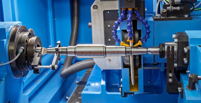 Metalworking CNC Lathe Milling Machine. Cutting Metal Modern Processing ...