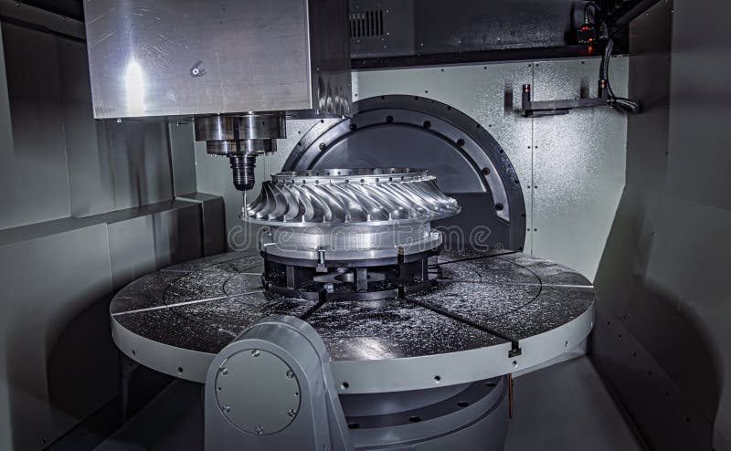 Metalworking CNC Lathe Milling Machine. Cutting Metal Modern Processing ...