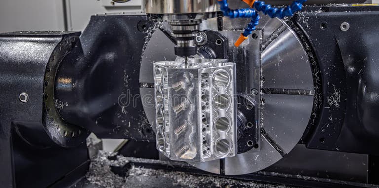 Metalworking CNC Lathe Milling Machine. Cutting Metal Modern Processing ...