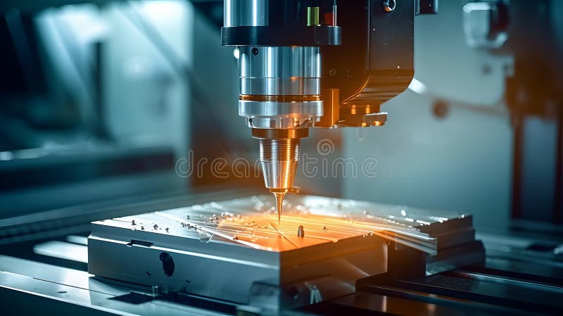 Metalworking CNC Milling Machine. Cutting Metal Modern. Generative AI ...