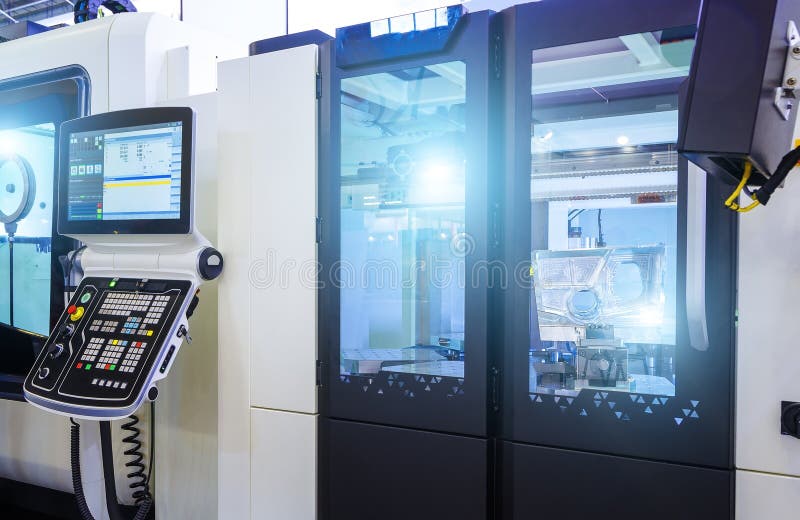 Metalworking CNC Milling Machine. Cutting Metal Modern Processing ...