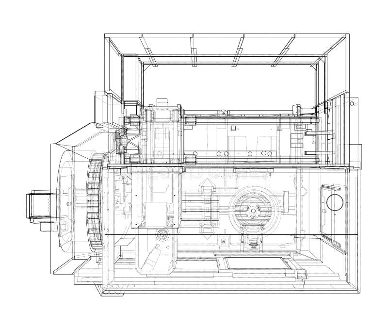 Metalworking CNC Milling Machine. Vector Stock Vector - Illustration of ...