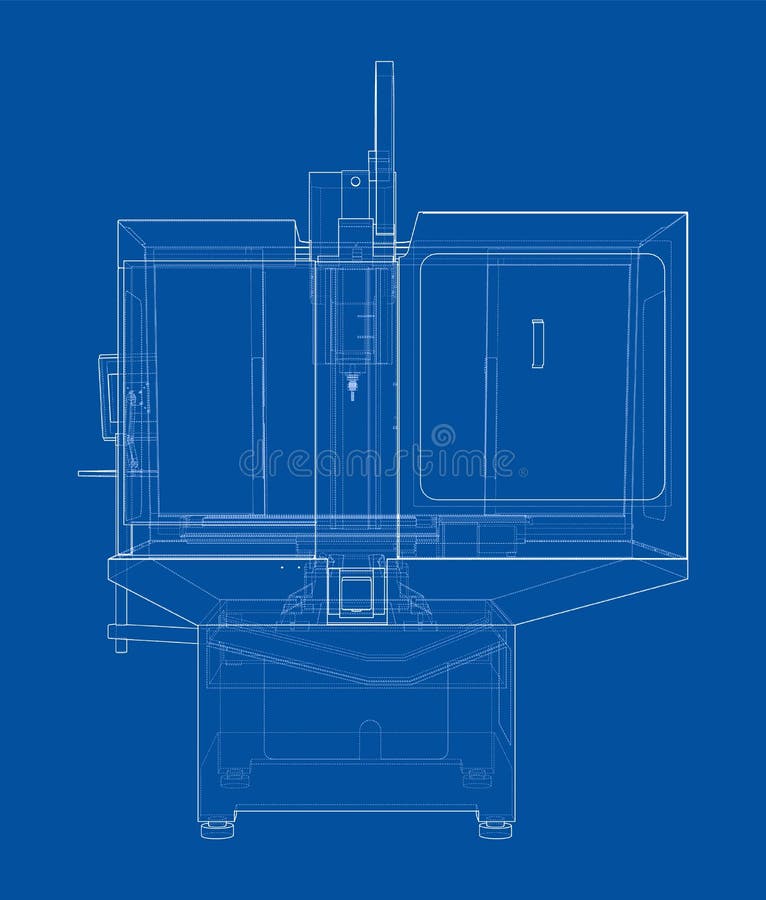 Metalworking CNC Milling Machine. Vector Stock Vector - Illustration of ...