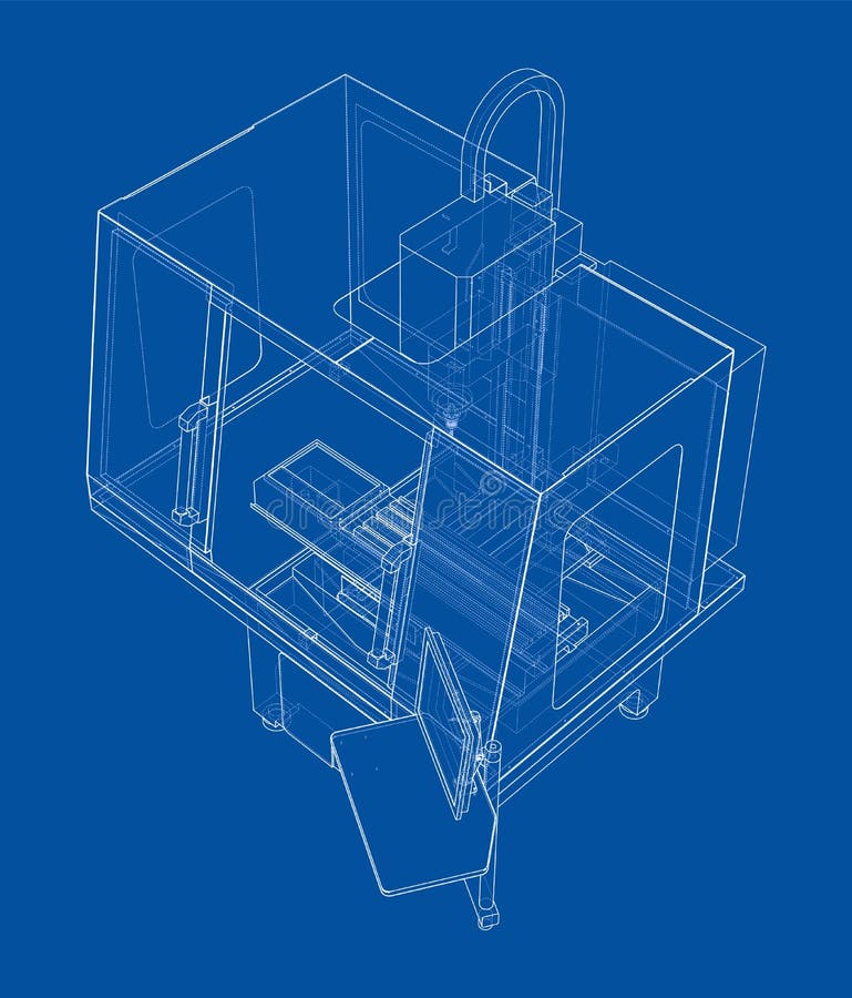 Metalworking CNC Milling Machine. Vector Stock Vector - Illustration of ...