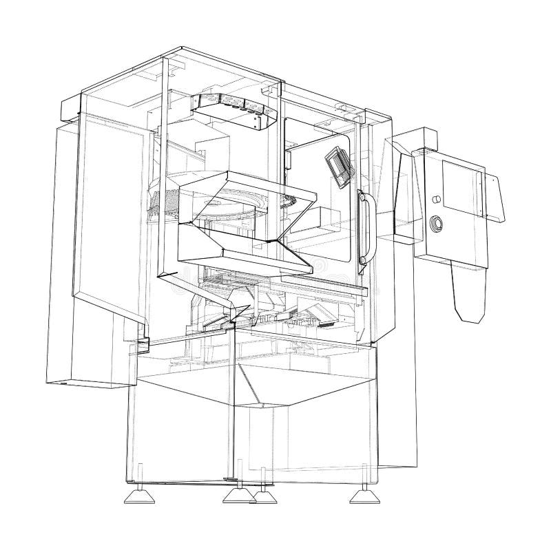 Metalworking CNC Milling Machine. Vector Stock Vector - Illustration of ...