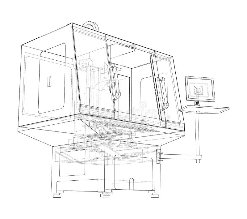 Metalworking CNC Milling Machine. Vector Stock Illustration ...