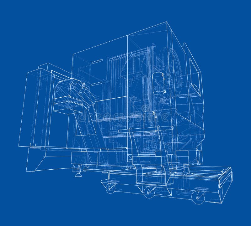 Metalworking CNC Milling Machine. Vector Stock Image - Image of ...