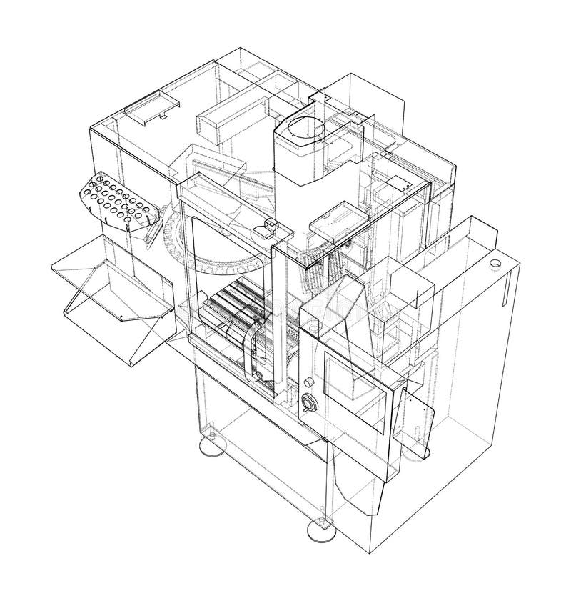 Metalworking CNC Milling Machine. Vector Stock Vector - Illustration of ...