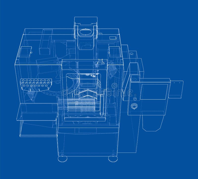 Metalworking CNC Milling Machine. Vector Stock Vector - Illustration of ...