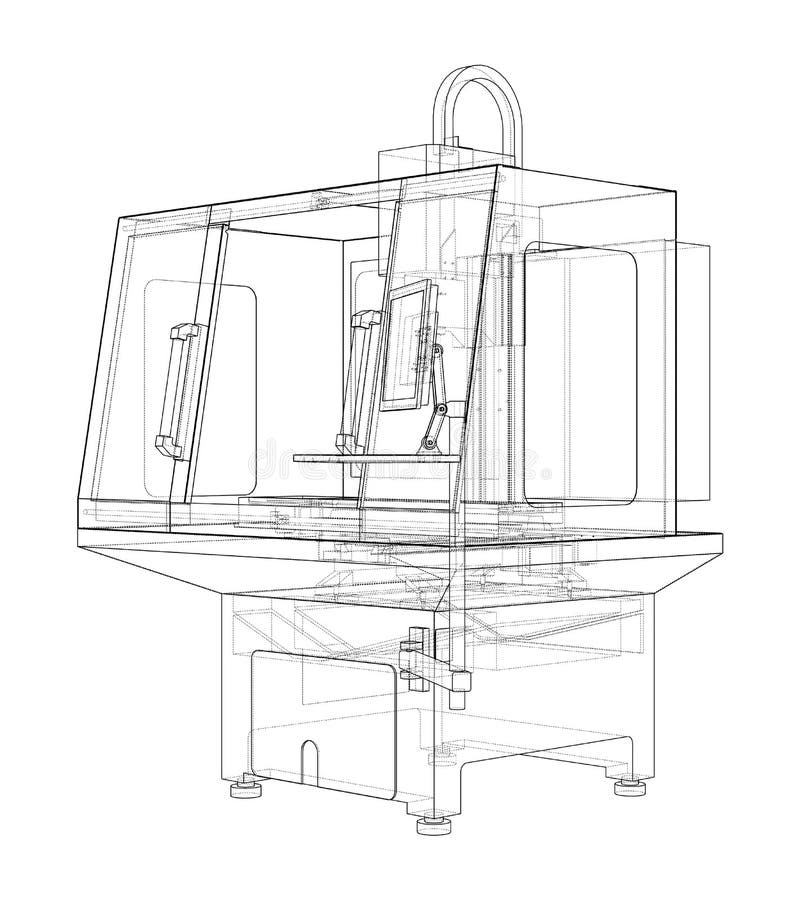 Metalworking CNC Milling Machine. Vector Stock Vector - Illustration of ...