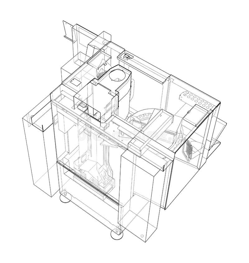 Metalworking CNC Milling Machine. Vector Stock Vector - Illustration of ...