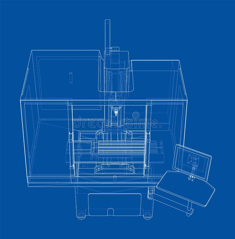 Metalworking CNC Milling Machine. Vector Stock Vector - Illustration of ...