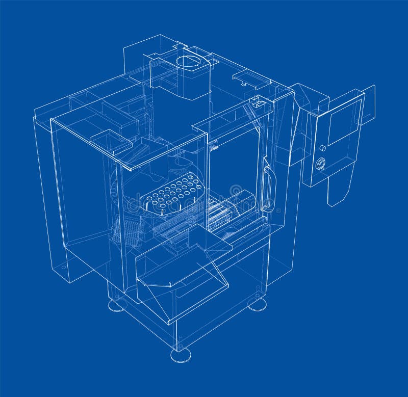Metalworking CNC Milling Machine. Vector Stock Vector - Illustration of ...