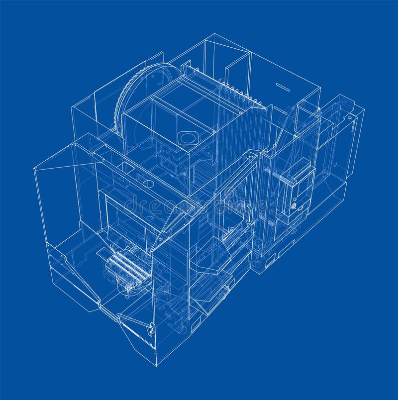 Metalworking CNC Milling Machine. Vector Stock Vector - Illustration of ...