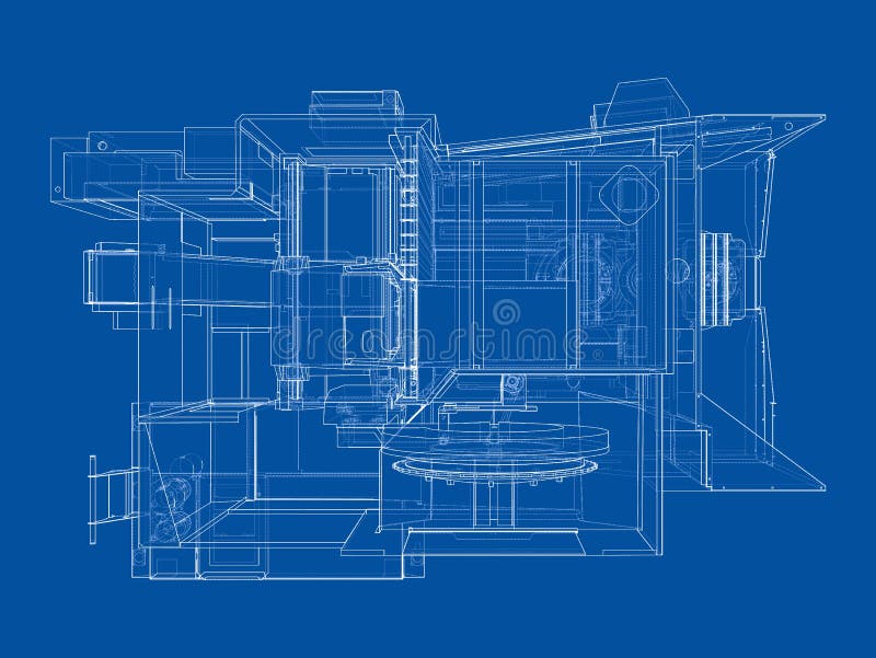 Metalworking CNC Milling Machine. Vector Stock Vector - Illustration of ...