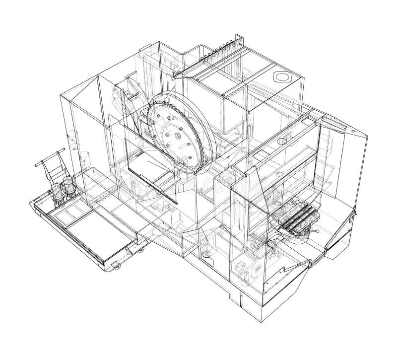 Metalworking CNC Milling Machine. Vector Stock Illustration ...