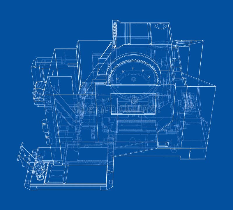 Metalworking CNC Milling Machine. Vector Stock Vector - Illustration of ...