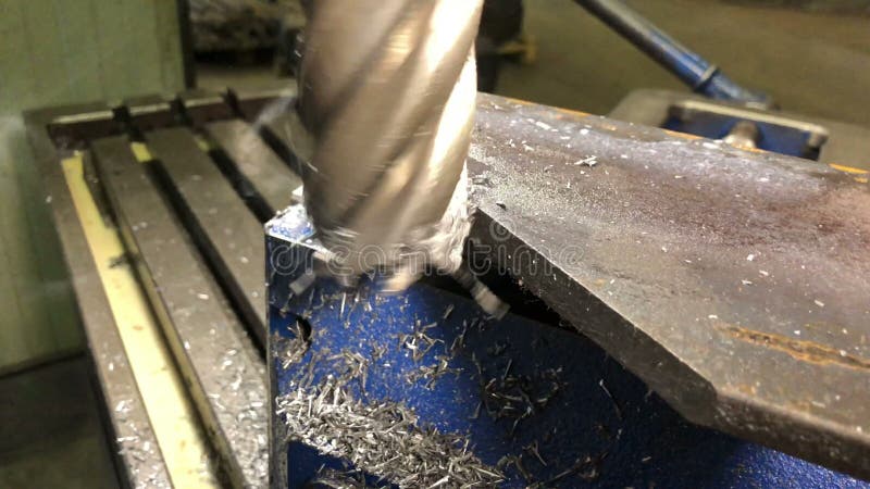 Metalworking. the End Milling Cutter Processes the Part in Machine ...