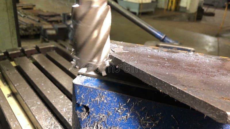 Metalworking. the End Milling Cutter Processes the Part in Machine ...