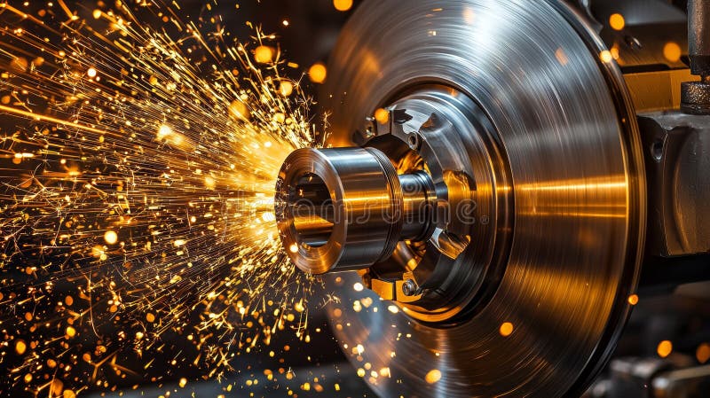 Metalworking Industry Illustration with Flying Sparks from a Highspeed ...