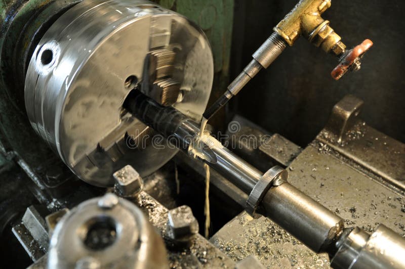 Metalworking Machine at Work. Lubricating and Cooling Fluid Stock Image ...