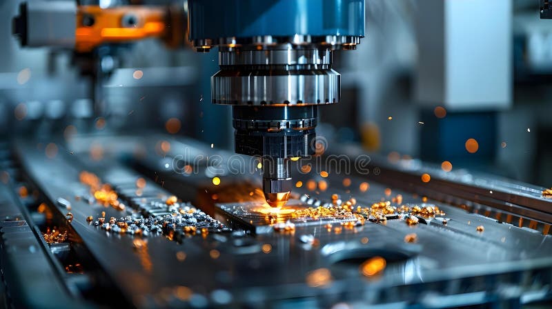 Metalworking Precision: CNC Machine at Work. Concept Metalworking ...