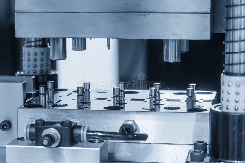 The Metalworking Process by Progressive Die in the Light Blue Scene ...