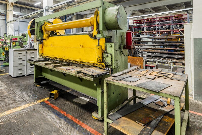 Metalworking Shop. Guillotine Shears Machine Stock Photo - Image of ...