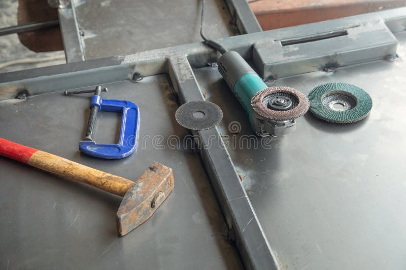 Metalworking Tools on Iron Gate. Industry Stock Photo - Image of ...