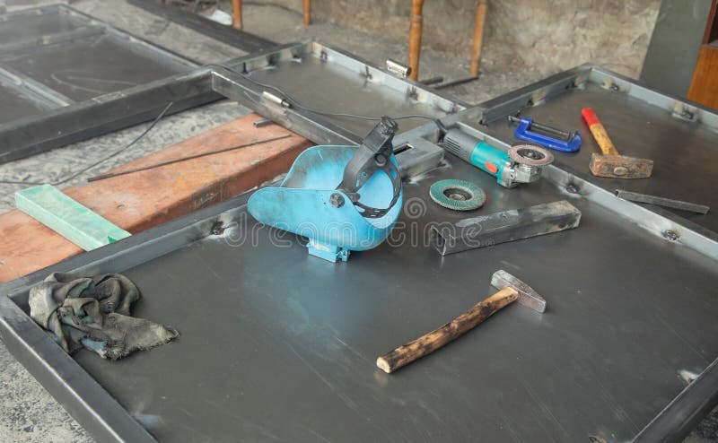 Metalworking Tools on Iron Gate. Industry Stock Image - Image of danger ...