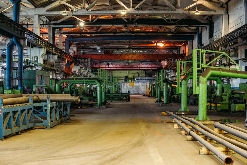 Metalworking Workshop. Machine Tools in Pipe Factory Stock Photo ...