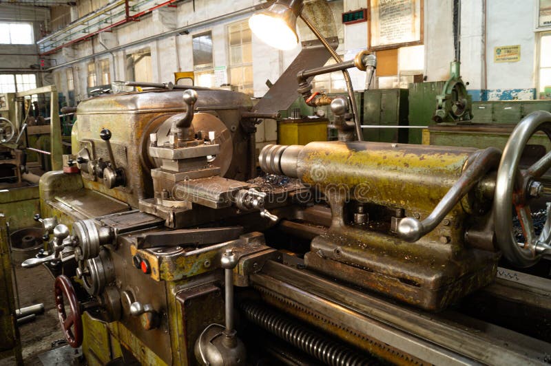 Handwheel of Old Lathe Machine. Stock Photo - Image of retro, rust ...