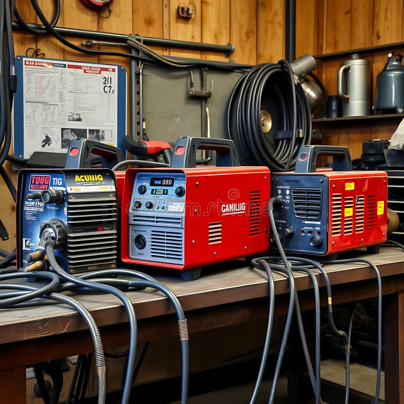 A Metalworking Workshop Scene with Different Types of Welding Equipment ...
