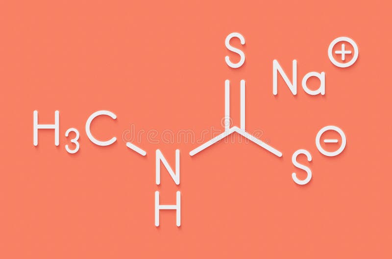 Metam Sodium Pesticide Molecule. 3D Rendering. Atoms are Represented As ...