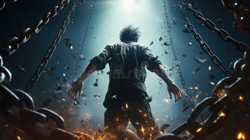 Metaphor of Freedom and Liberation, Man Breaking the Chains, Power of Determination, Generative ...