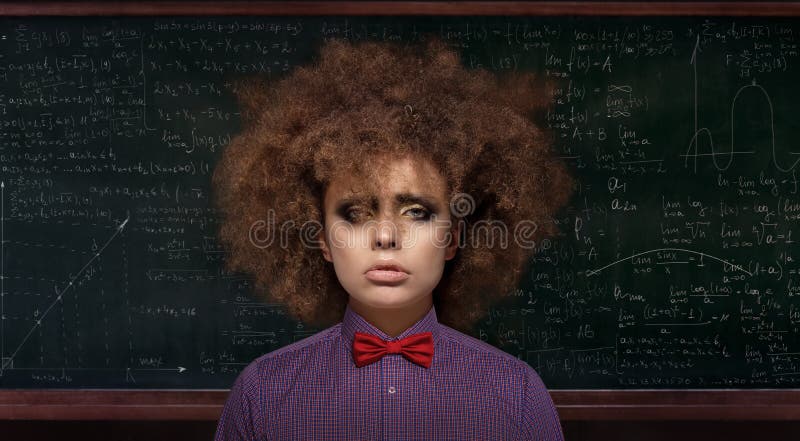 Metaphor. Ridiculous and Exhausted Professor Over Blackboard Stock ...