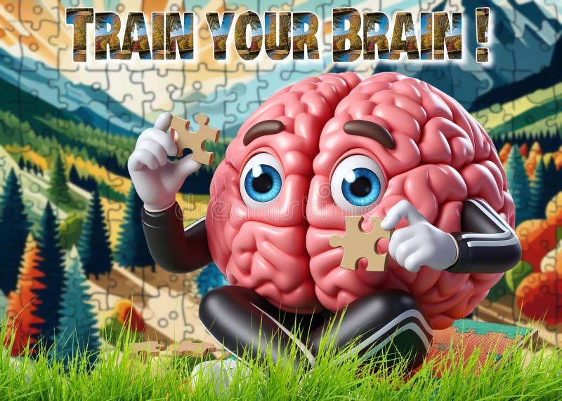A Metaphorical Image Where a Brain Trains Itself by Putting Together a ...
